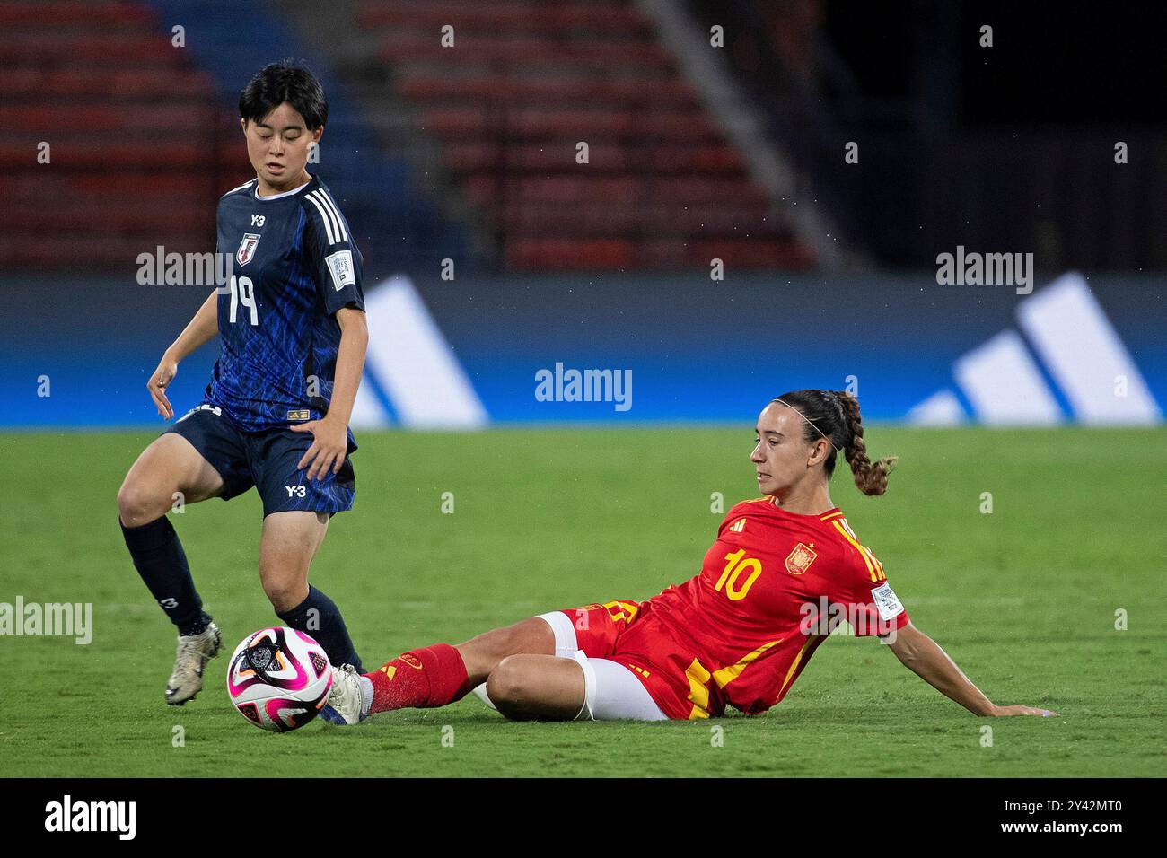 Medelin, Colombia. 15th Sep, 2024. Miyu Matsunaga of Japan battles for ...