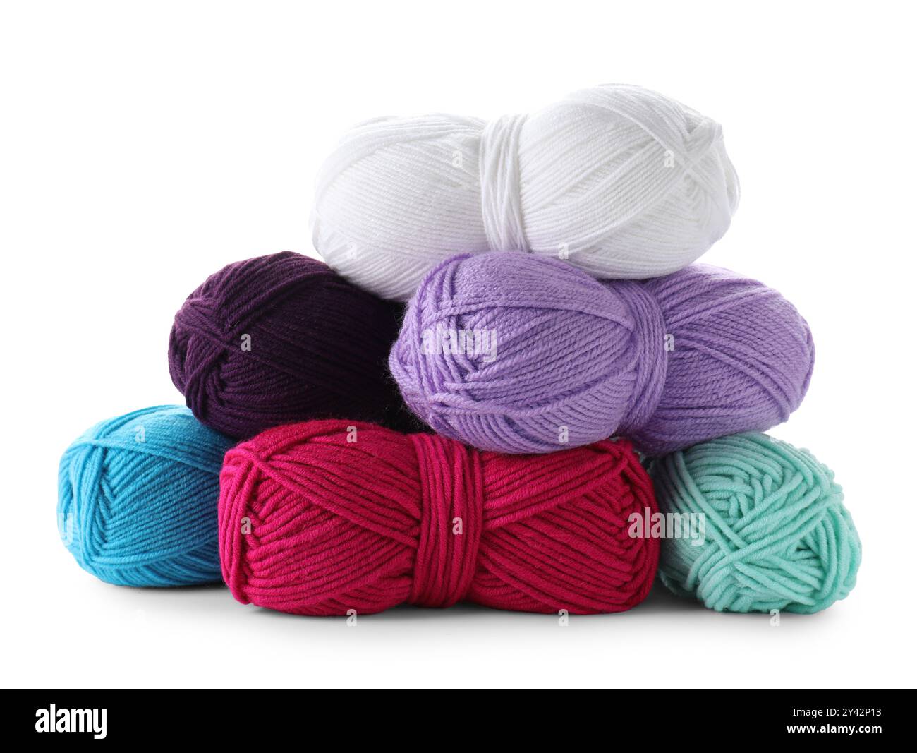 Many different bright yarns isolated on white Stock Photo - Alamy