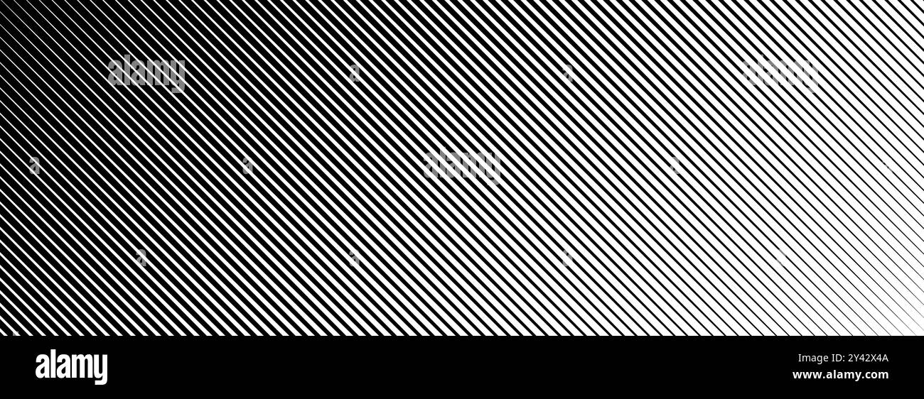 Diagonal thin line halftone gradation texture. Fade oblique stripe gradient background. Black ...