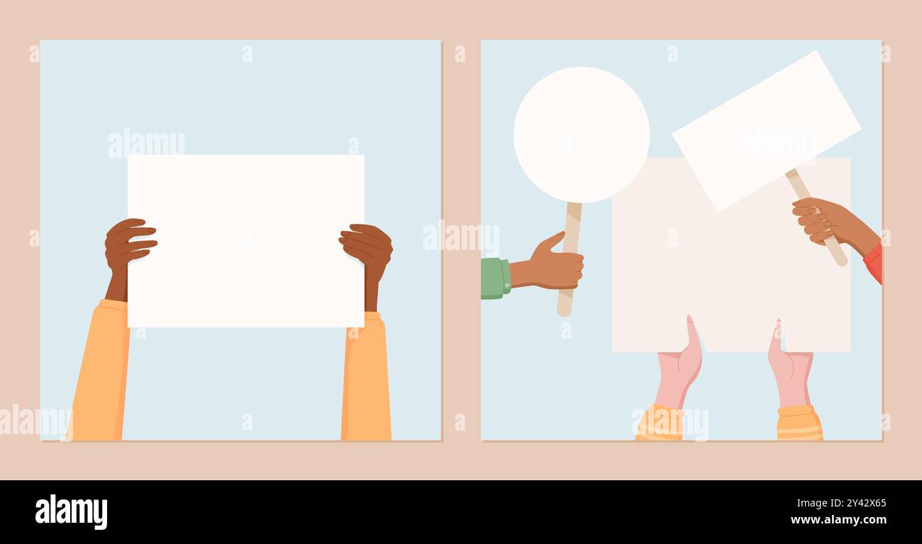 Hands hold blank signs high for an election Stock Vector Image & Art ...