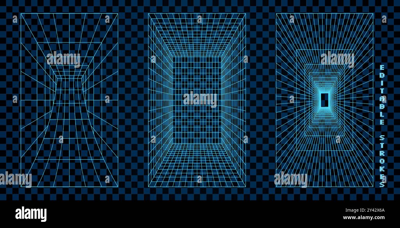 Retro futuristic neon grid tunnel Stock Vector Images - Alamy