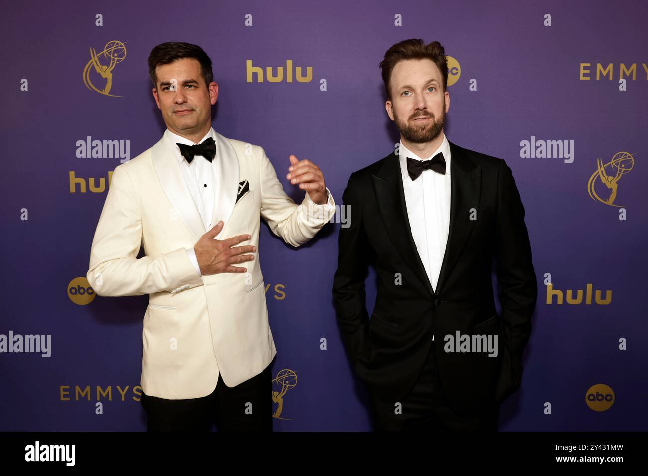 Michael Kosta and Jordan Klepper walk the Red Carpet at the 76th Emmy ...