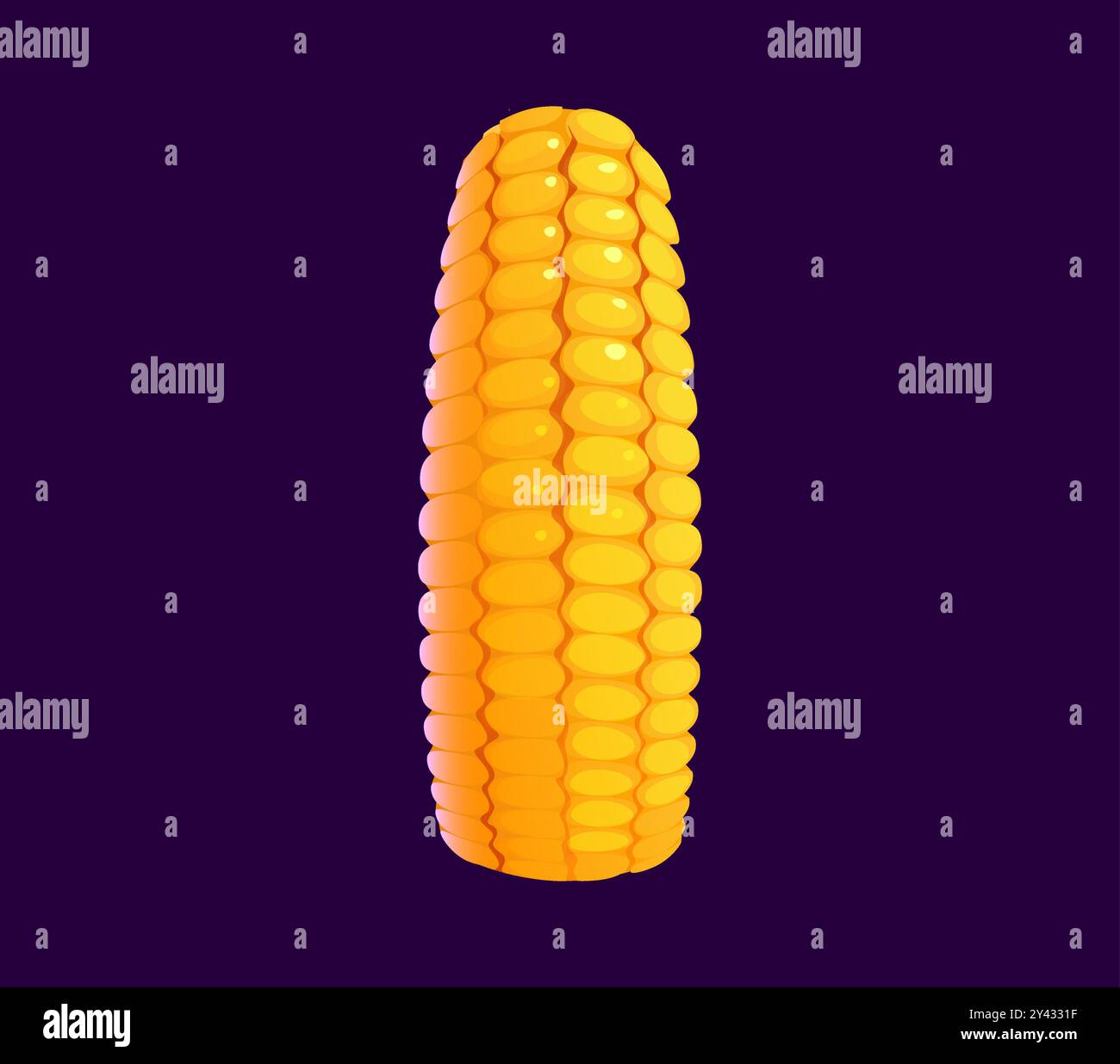 Cartoon boiled corn cob. Isolated vector ripe sweet yellow maize ...