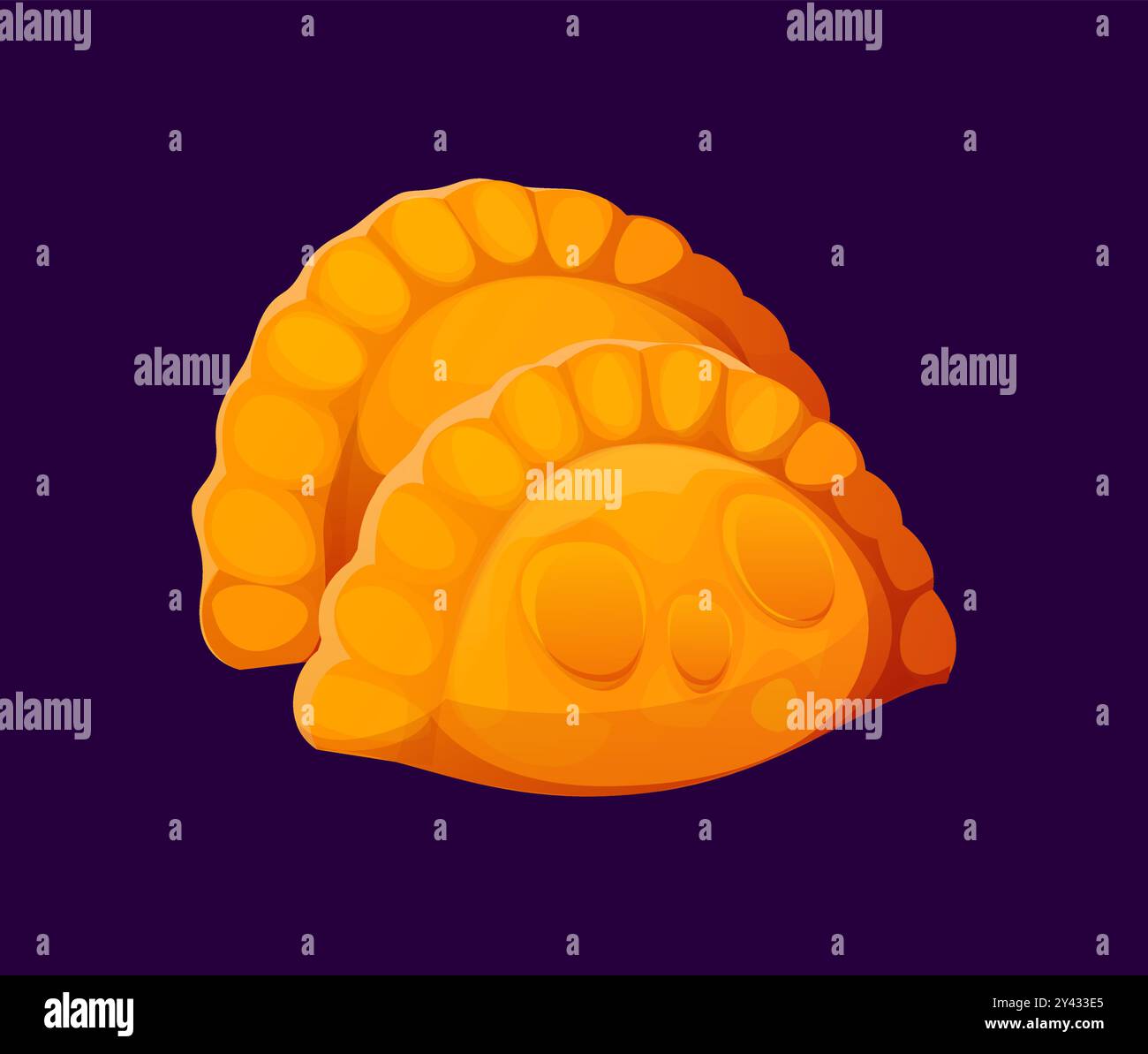 Cartoon Mexican empanadas, two golden, baked doughy empanada pockets ...