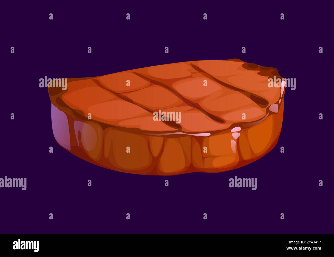 Cartoon meat steak. Isolated vector juicy, grilled steak with sear ...