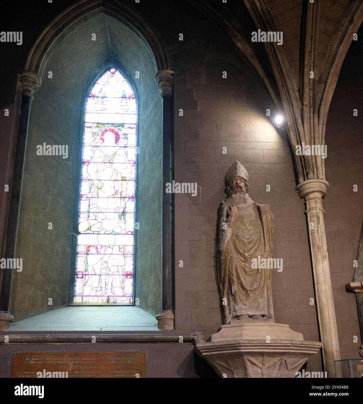 Statue of Saint Patrick in the west aisle of the south transept inside ...