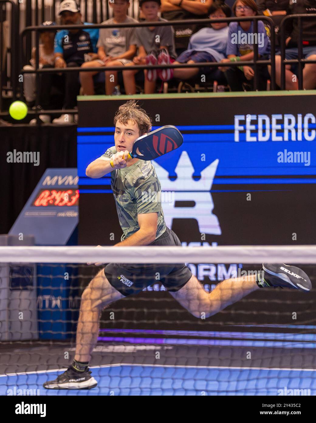 Dylan Frazier returns the ball at the PPA Las Vegas Cup on 1 Sep 2024 ...