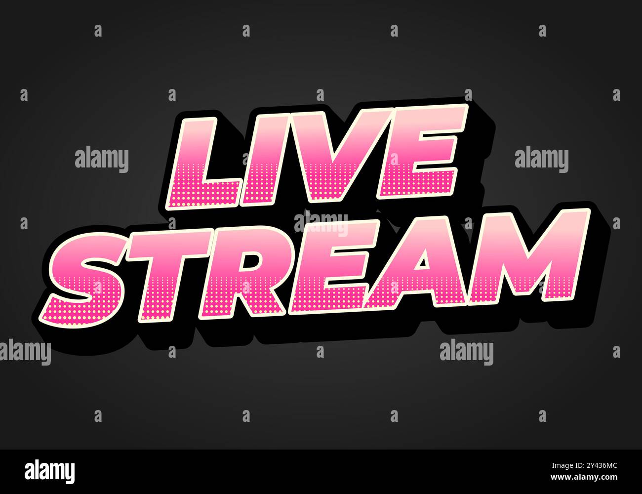 Live stream. Text effect design in 3D style with modern colors Stock ...