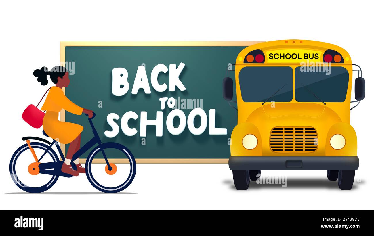 Back to School Banner Layout with Green Board Background, A large old ...
