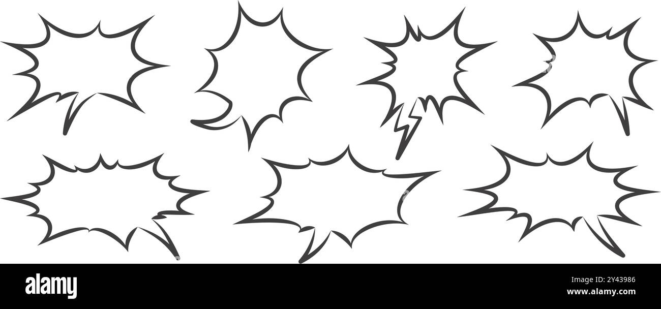 Comic and manga speech bubbles. Pop art outline frame for text. Vector ...