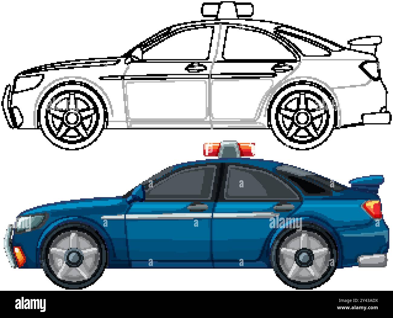 Detailed police car with outline version Stock Vector Image & Art - Alamy