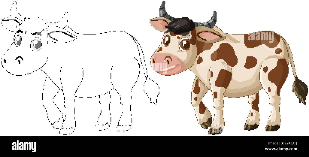 Colorful and outlined cartoon cow for kids Stock Vector Image & Art - Alamy