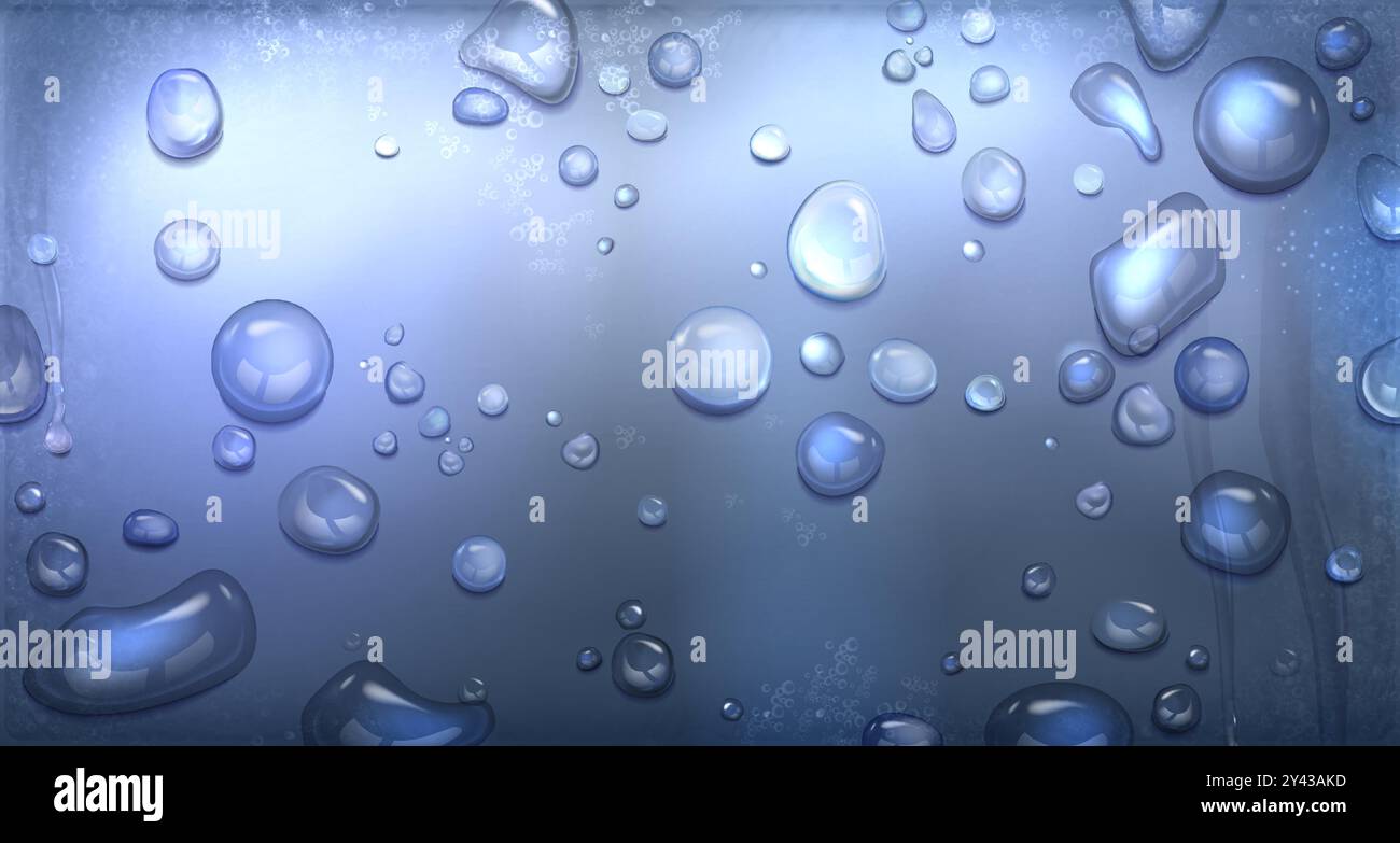 Rain water drop on glass surface. Realistic 3d vector background of ...
