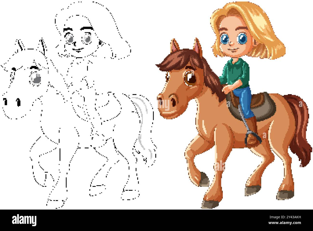 A child happily riding a brown horse Stock Vector Image & Art - Alamy