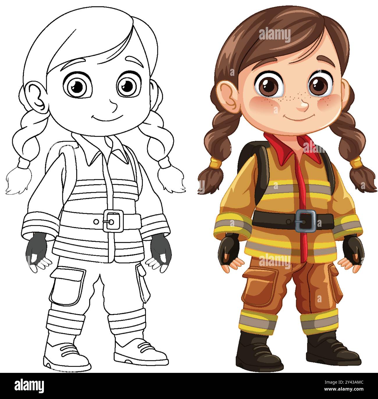 Illustration of a child firefighter in uniform Stock Vector Image & Art ...