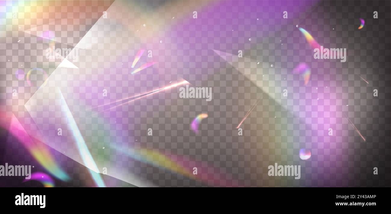 Prism light rainbow flare effect overlay vector. Crystal glass abstract ...