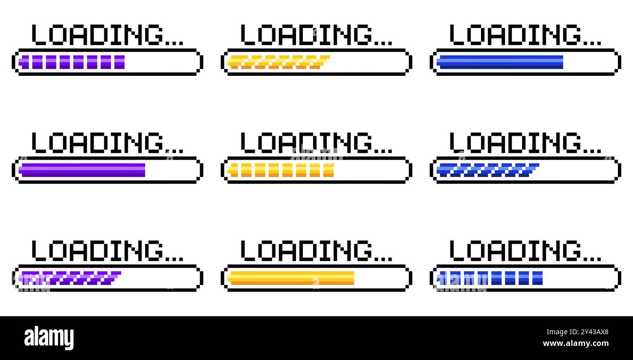 Pixel Art 8 Bit Loading Bar Concept Loading Or Installing Process Stock Vector Image And Art Alamy