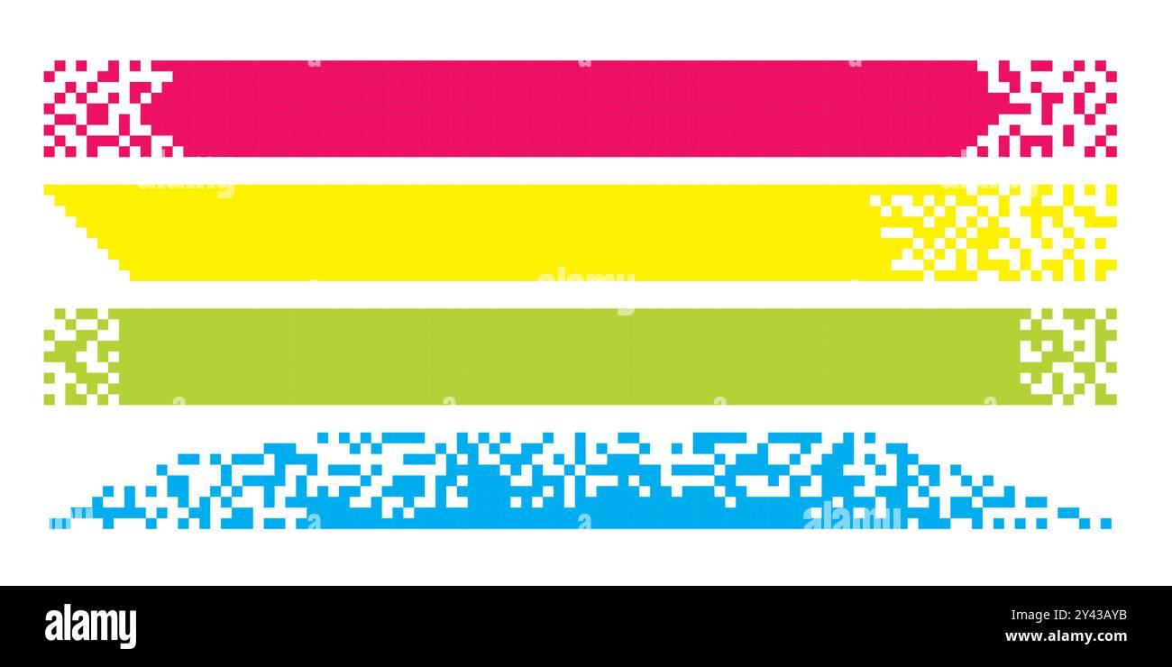 Pixel banner. Header, footer color layout with mosaic edges. Horizontal ...