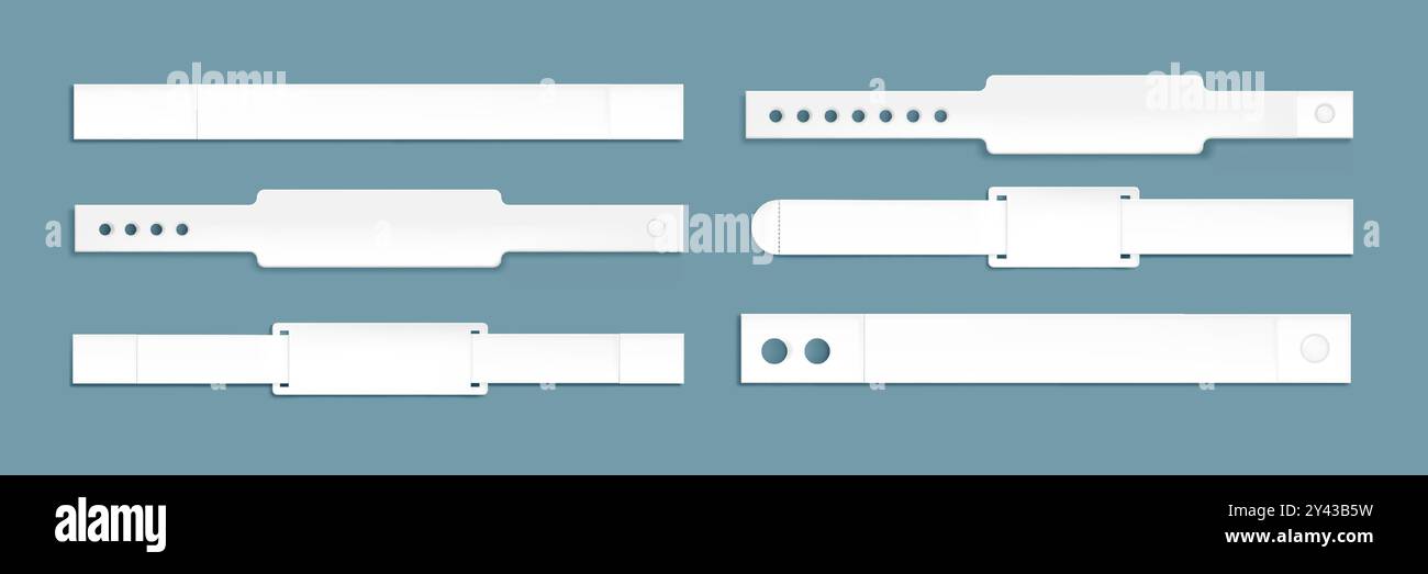 Bracelet ticket mockups set isolated on background. Vector realistic ...