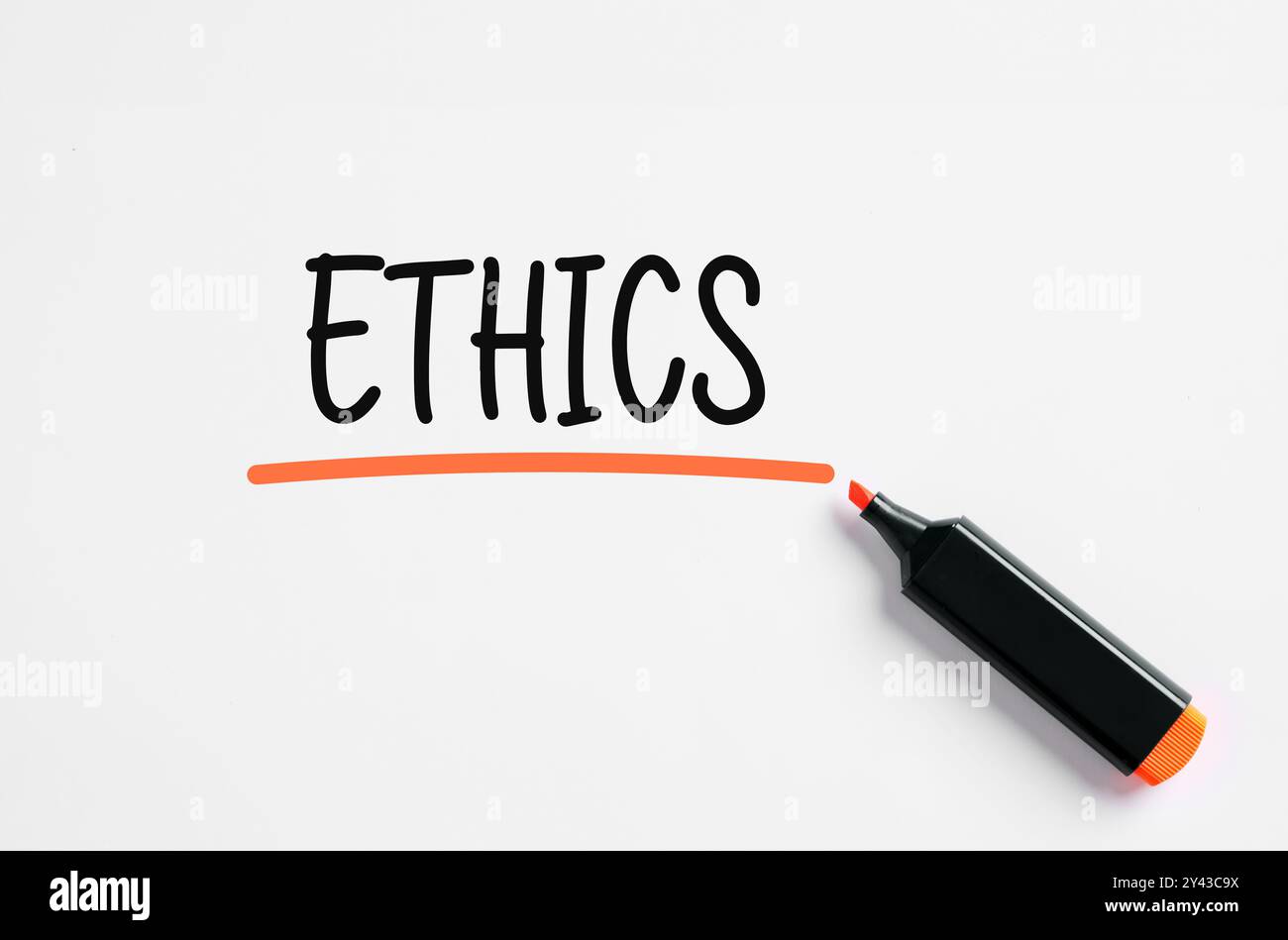 The word ethics highlighted with a marker on white background Stock ...