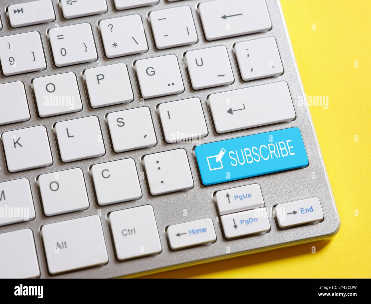 Online subscription or registration. Computer keyboard with Subscribe ...