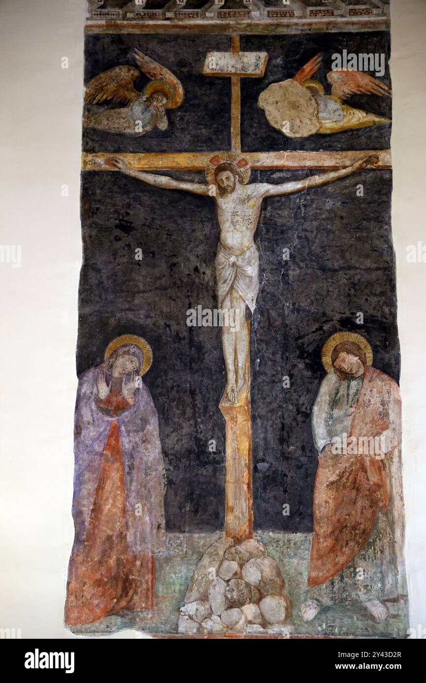 Crucifixion of Jesus Christ hanging in Santa Chiara Monument church in ...
