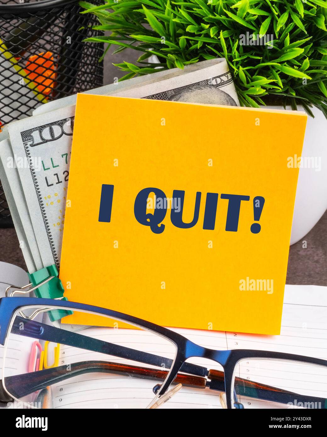 Life and business motivational inspirational concept. I QUIT on a ...