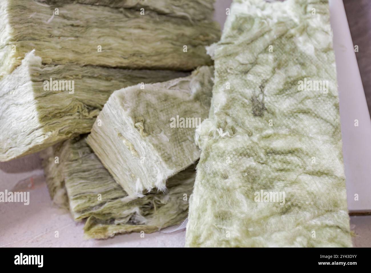 A few pieces, leftovers, surplus of thermal insulation material, rock ...