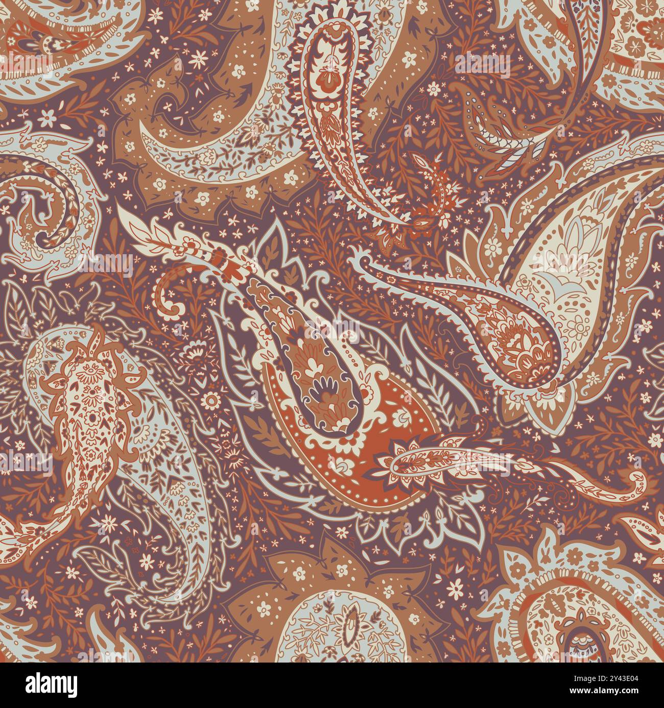 Vintage Paisley Floral Seamless Design Stock Vector Image & Art - Alamy