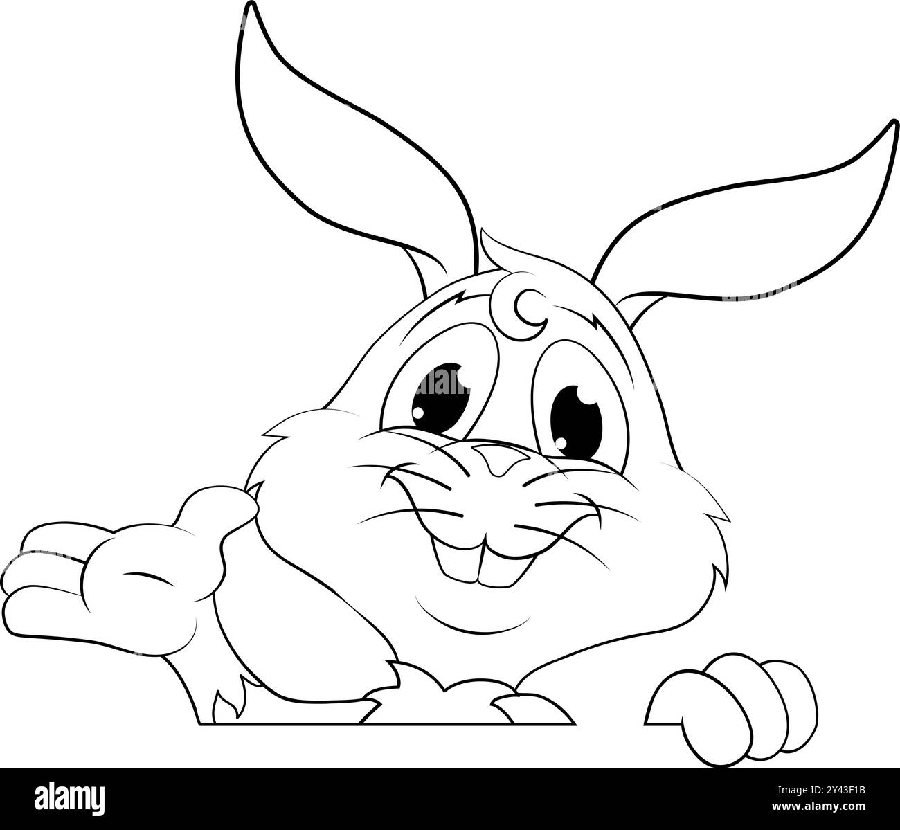 Easter Bunny Rabbit Cartoon Character Peeking Sign Stock Vector Image ...