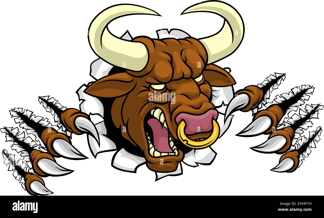 Bull Minotaur Longhorn Monster Cow Mascot Cartoon Stock Vector Image ...