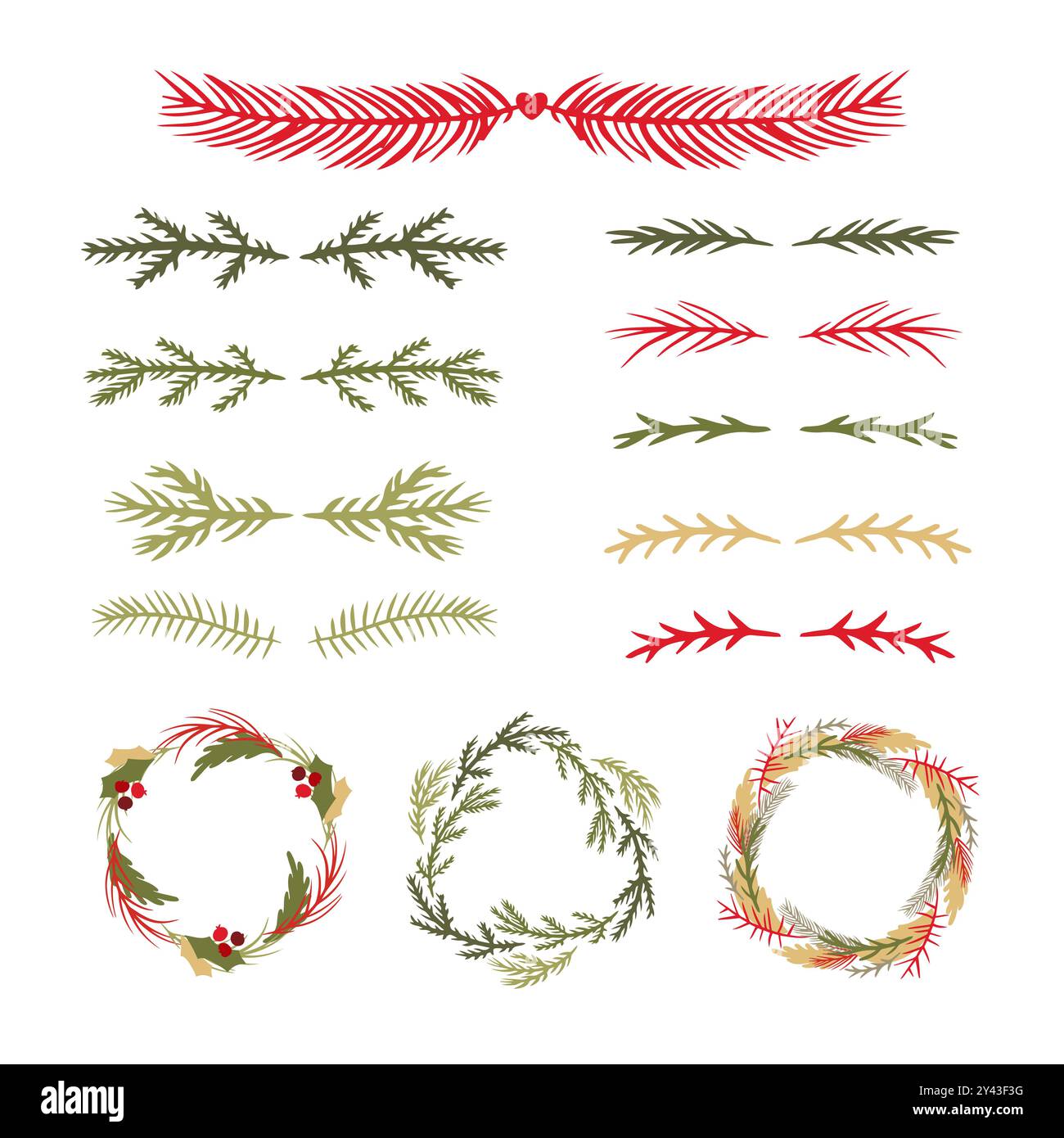 Christmas wreath doodle holly Cut Out Stock Images & Pictures - Alamy