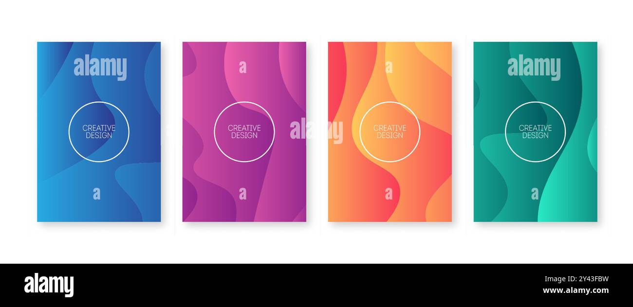 Futuristic abstract cover design template. fluid line posters Stock ...