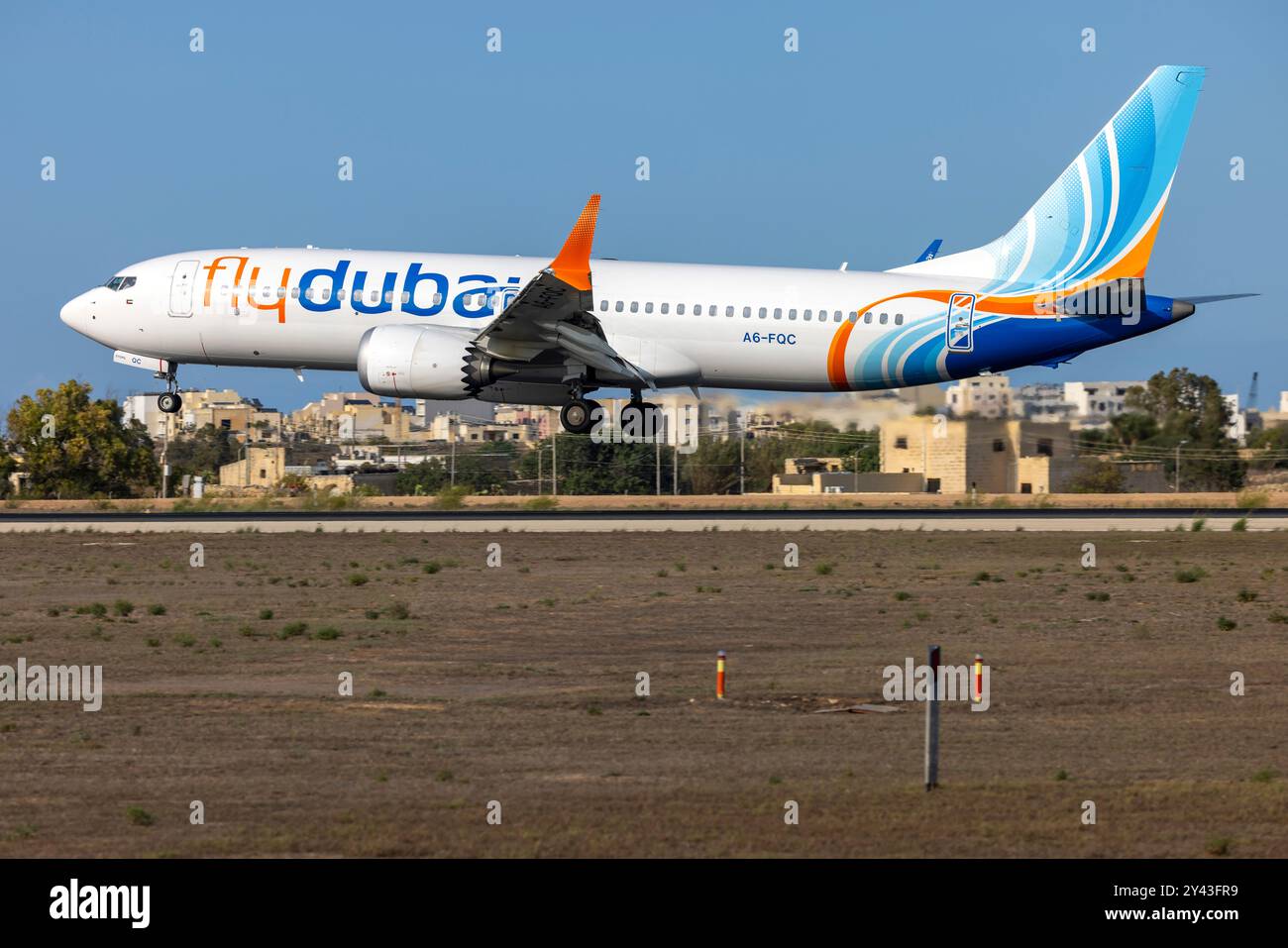 FlyDubai Boeing 737 MAX 8 (REG: A6-FQC) landing on a charter flight ...