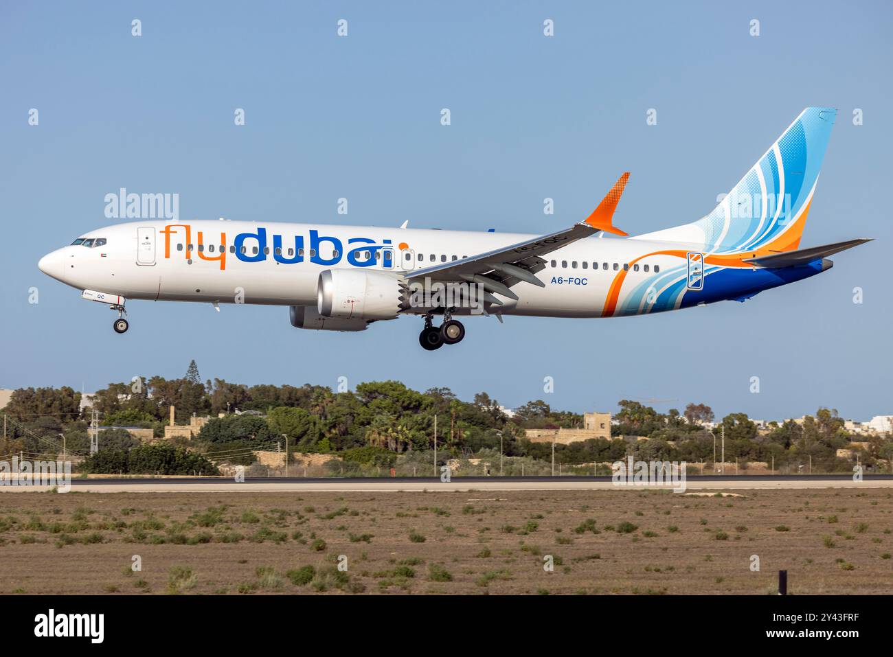 FlyDubai Boeing 737 MAX 8 (REG: A6-FQC) landing on a charter flight ...