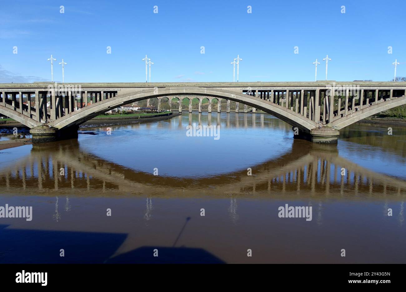 Reflections of the New Road & Railway Bridges in the River Tweed from ...