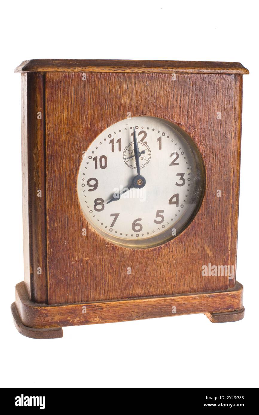 Antique table clock isolated on white background. High quality photo ...