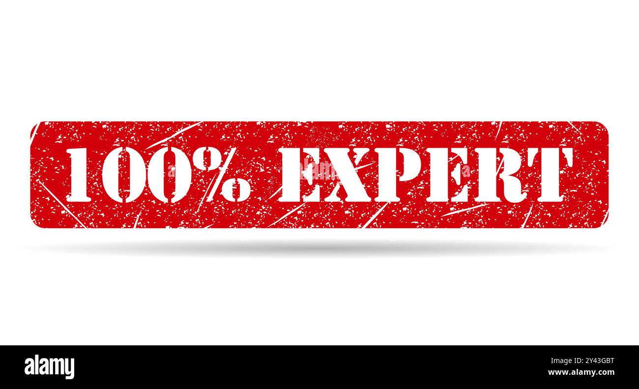 Expert 100% stamp shadow symbol, label sticker sign button, text banner vector illustration ...