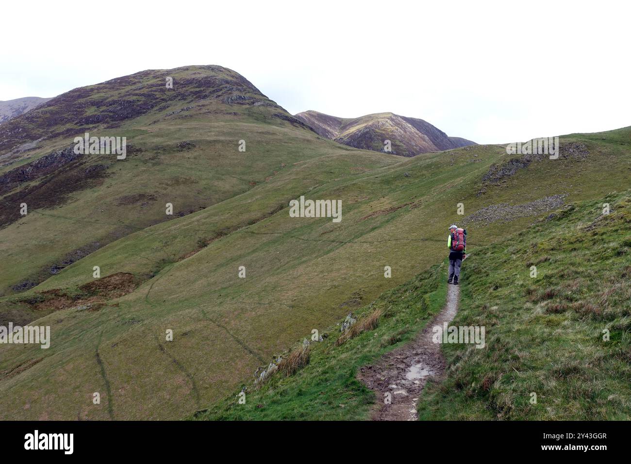 Lone Man (Hiker) Climbing the Wainwright 'Whiteless Pike' from ...