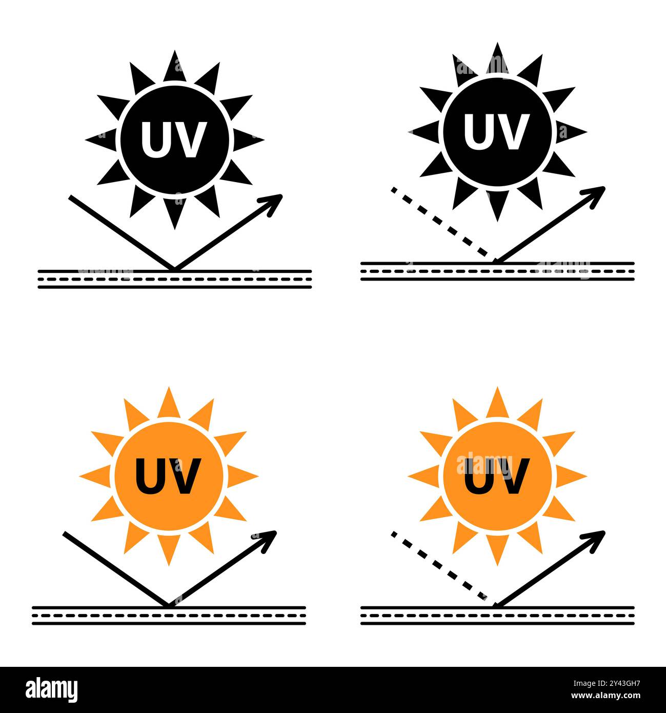 Set of Sun protection factor icon, uv radiation block symbol, sun ...