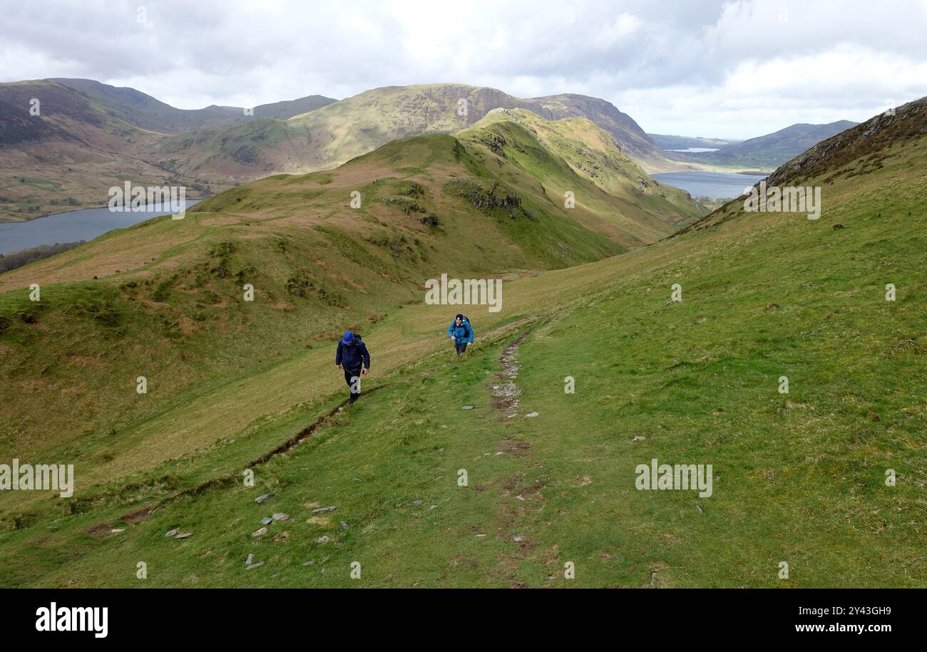 Two Men (Hikers) Climbing the Wainwright 'Whiteless Pike' from ...