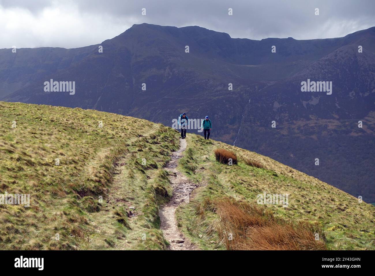 Two Men (Hikers) Climbing the Wainwright 'Whiteless Pike' from ...