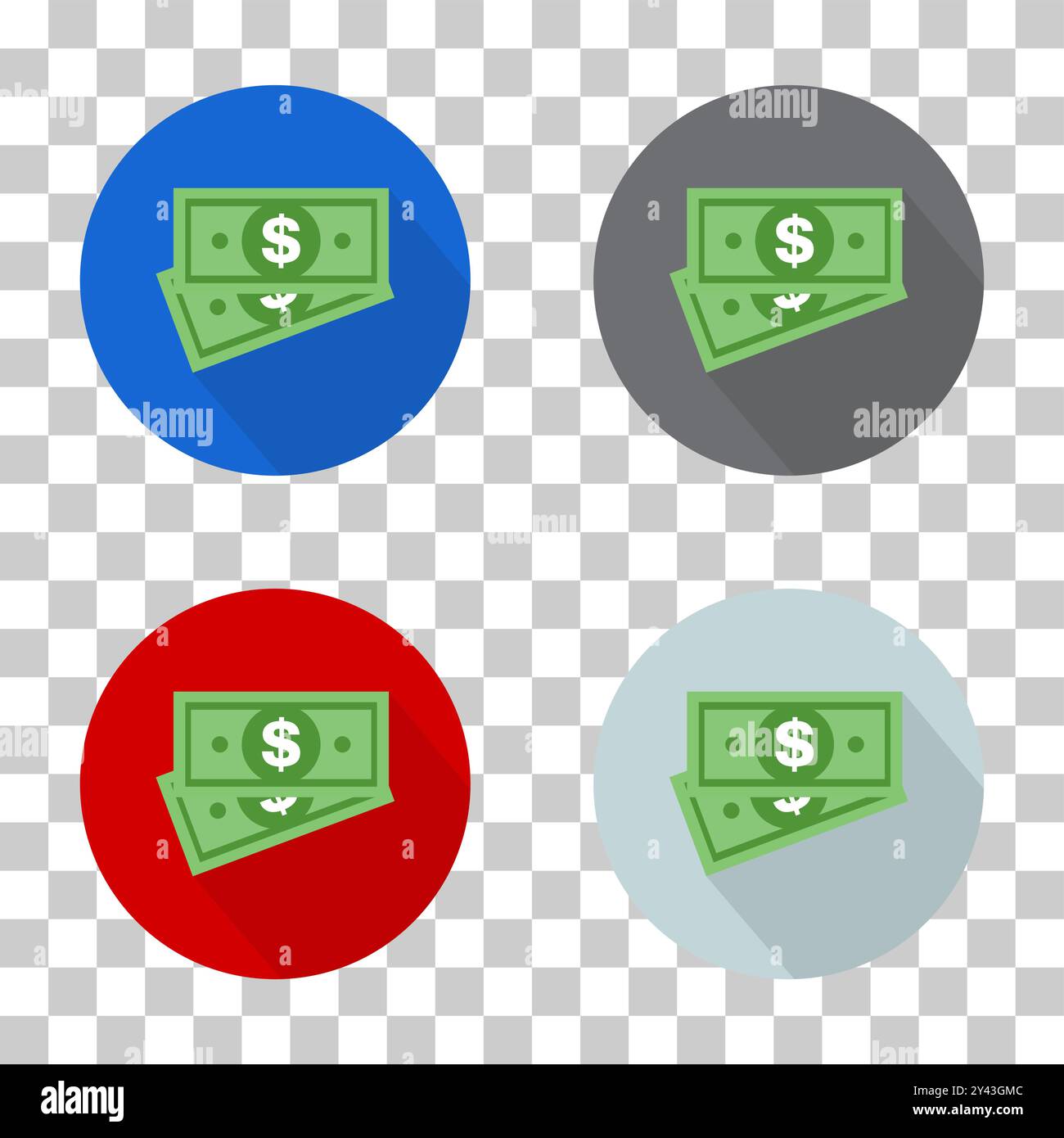 Set of Dollar paper money icon, symbol on color background. Vector ...