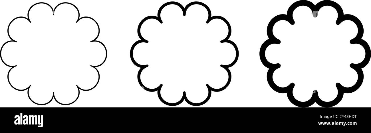 Circle scalloped frame. Scalloped edge round shape border. Simple label ...