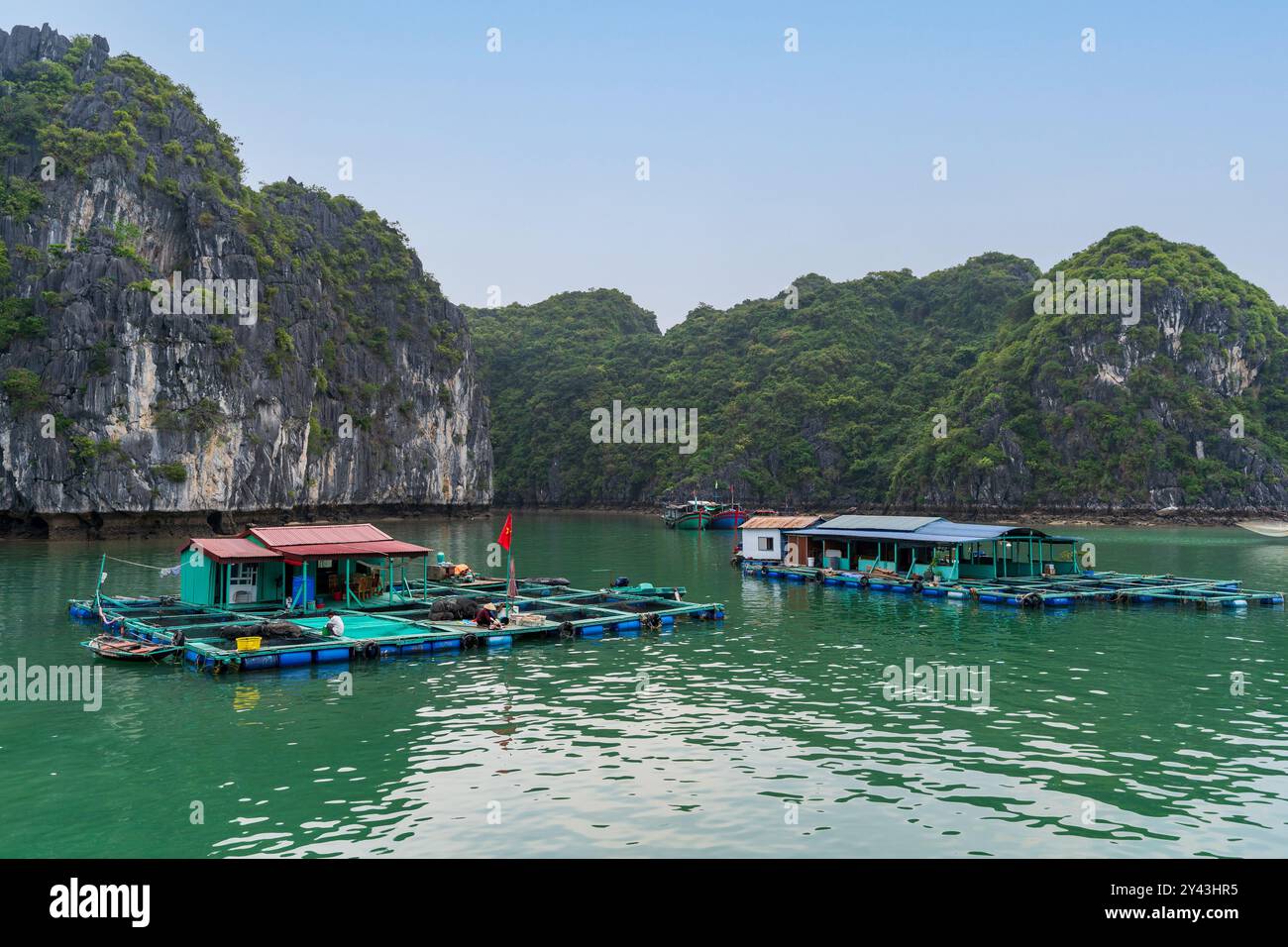 Cai Beo floating village in Lan Ha Bay, Vietnam Stock Photo - Alamy