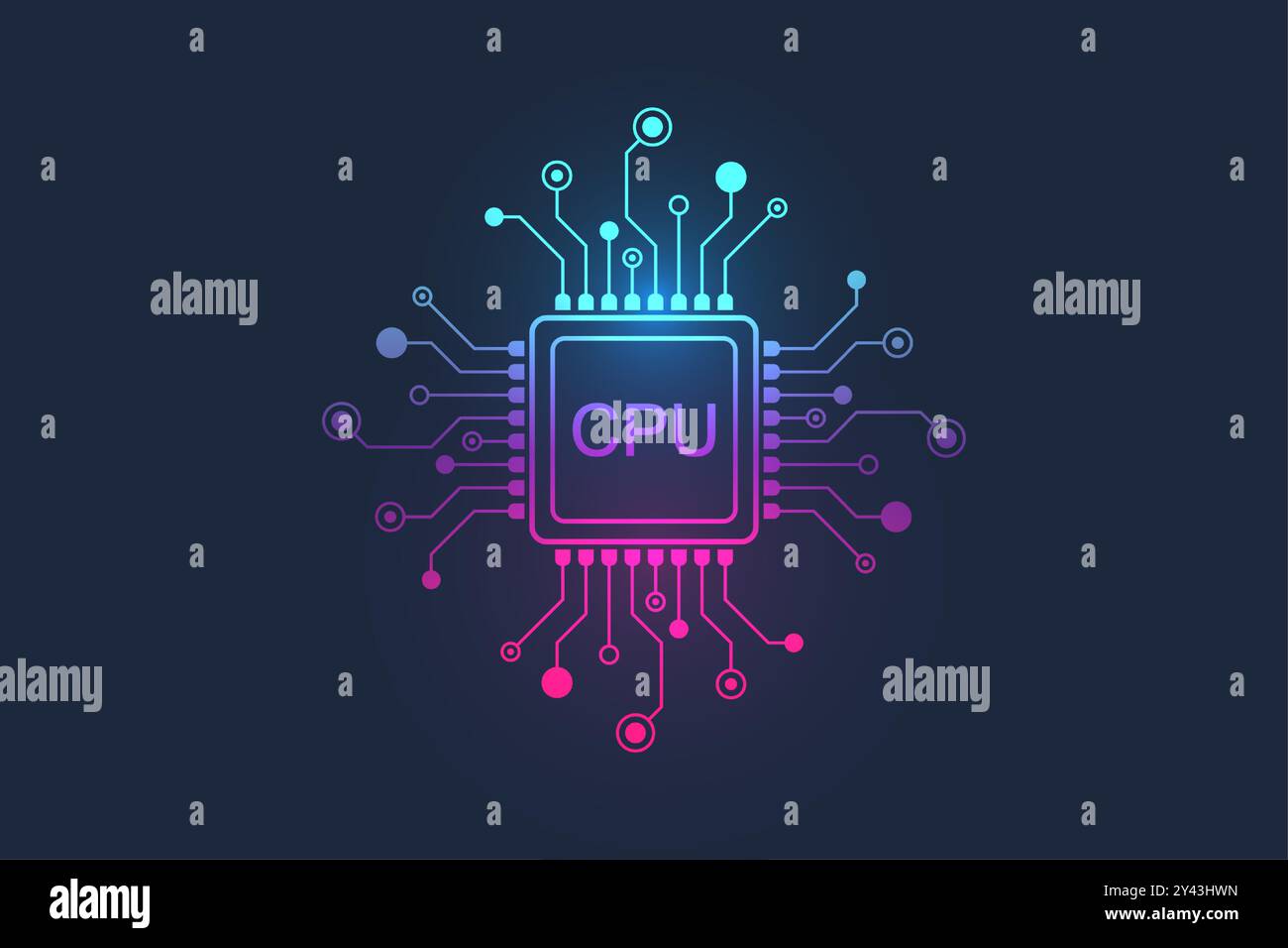 CPU icon, sign, logo in the circuit line style. CPU computer processor ...