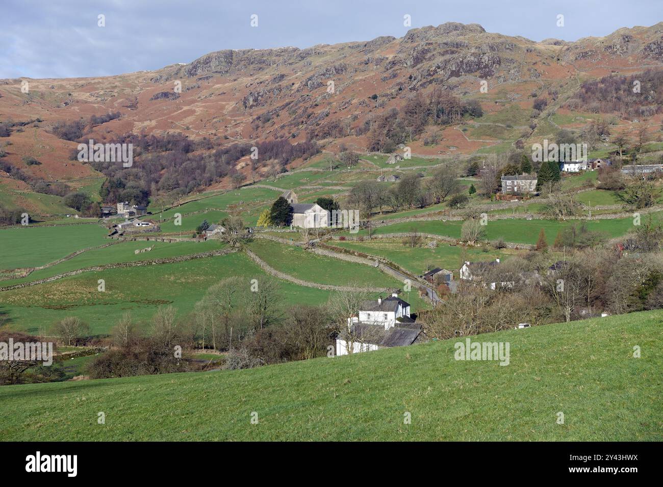 St Cuthbert's Church in Kentmere from the Green Quarter in the Lake ...