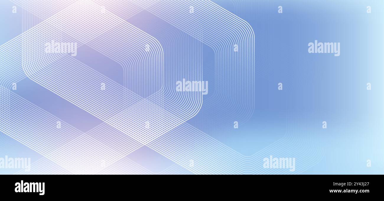 Abstract hexagon lines on blue background. Geometric stripe line art ...