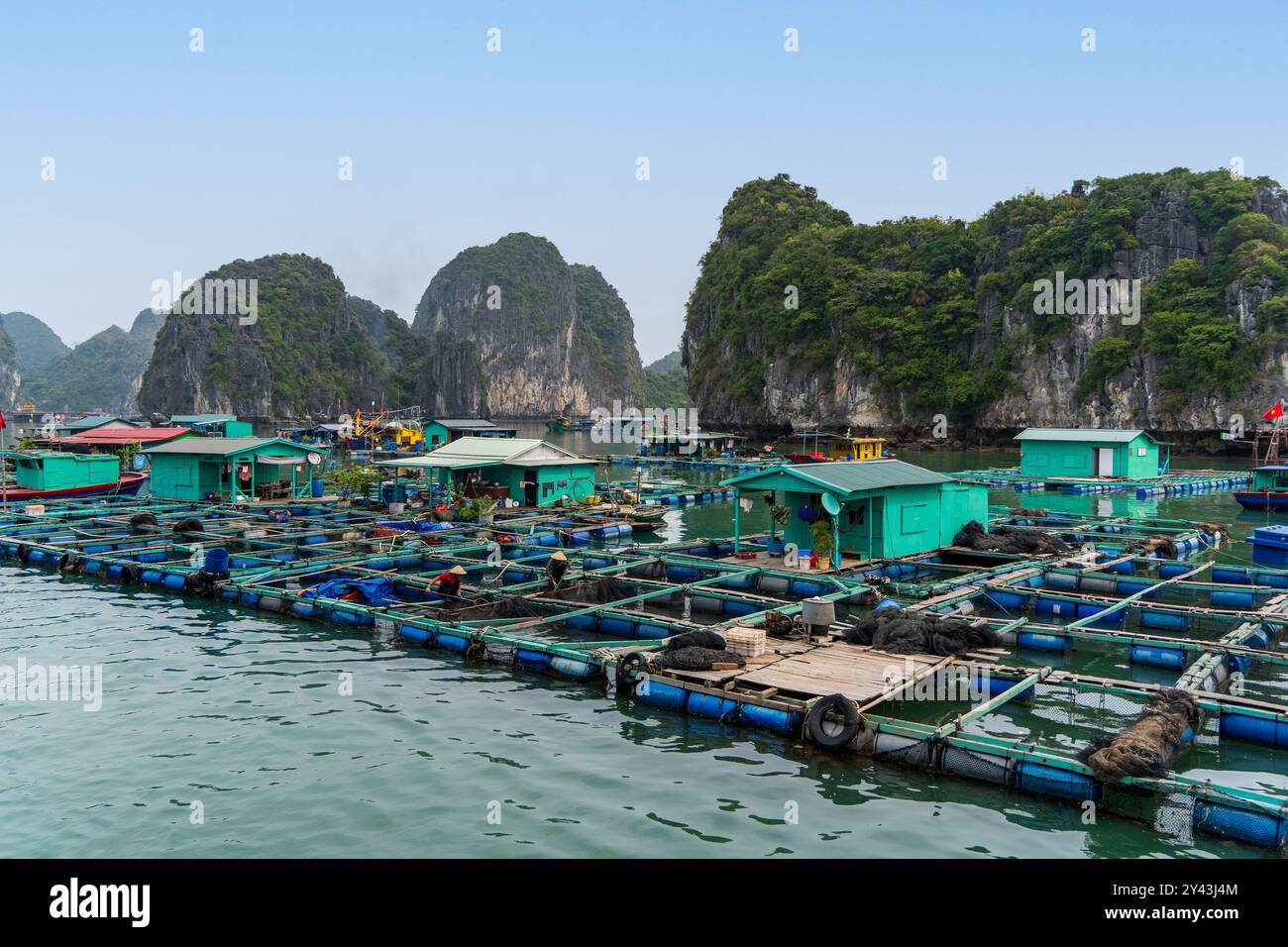 Cai Beo floating village in Lan Ha Bay, Vietnam Stock Photo - Alamy