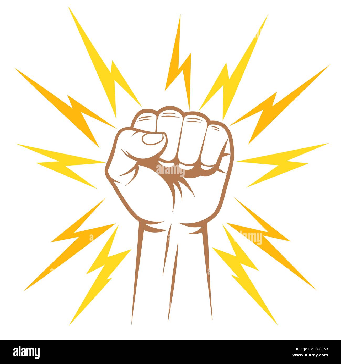 Protest fist with lightning. People protesting for human rights ...